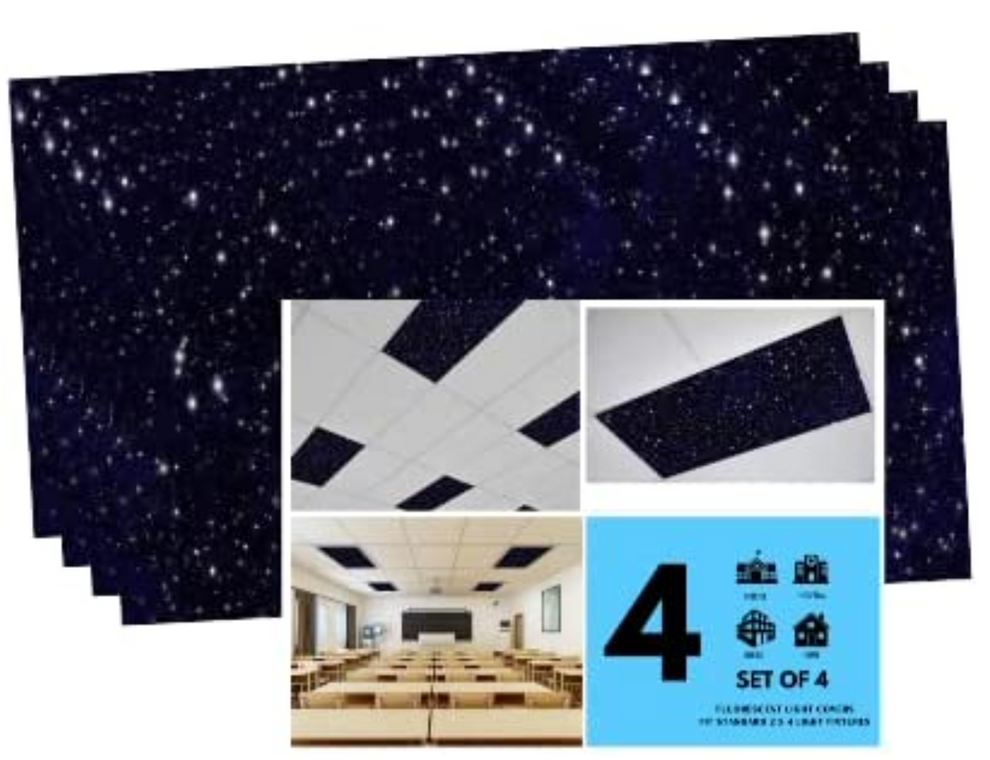 Starry Night Design - PVC Fluorescent Light Cover. Night Sky with Star ...